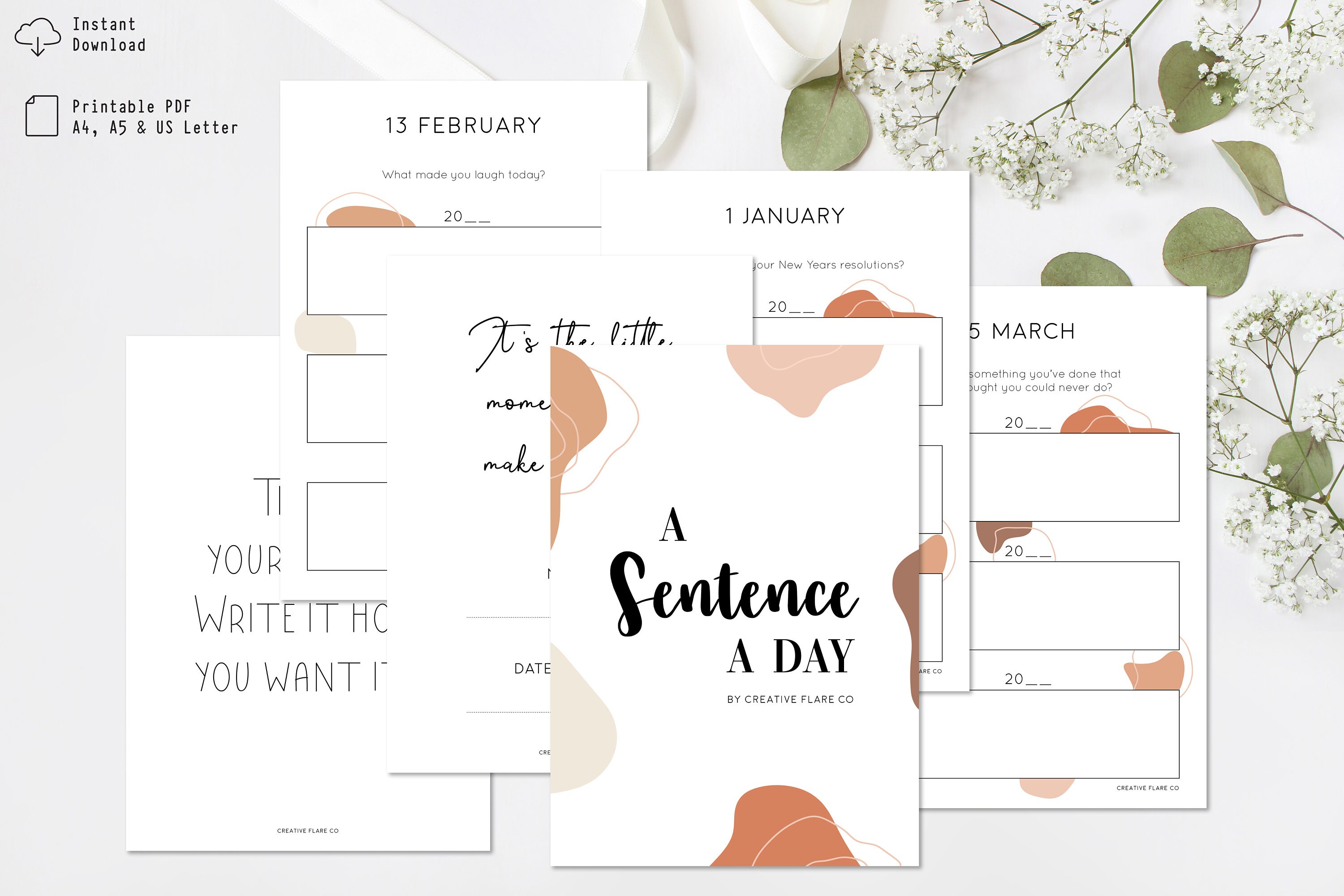 One Line A Day Journal A Sentence A Day Diary Undated Memory - Etsy