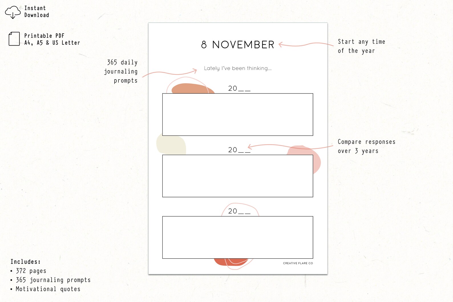 One Line A Day Journal A Sentence A Day Diary Undated Memory - Etsy