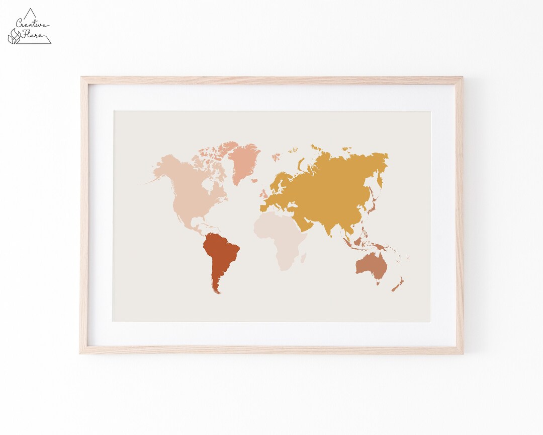 World Map Print, Digital Map, World Map Poster, Travel Poster, Travel ...