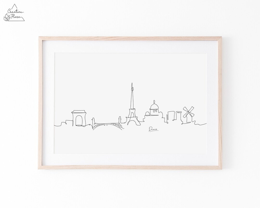 Paris Skyline Print, Paris Art Print, Cityscape Print, Simple Line ...