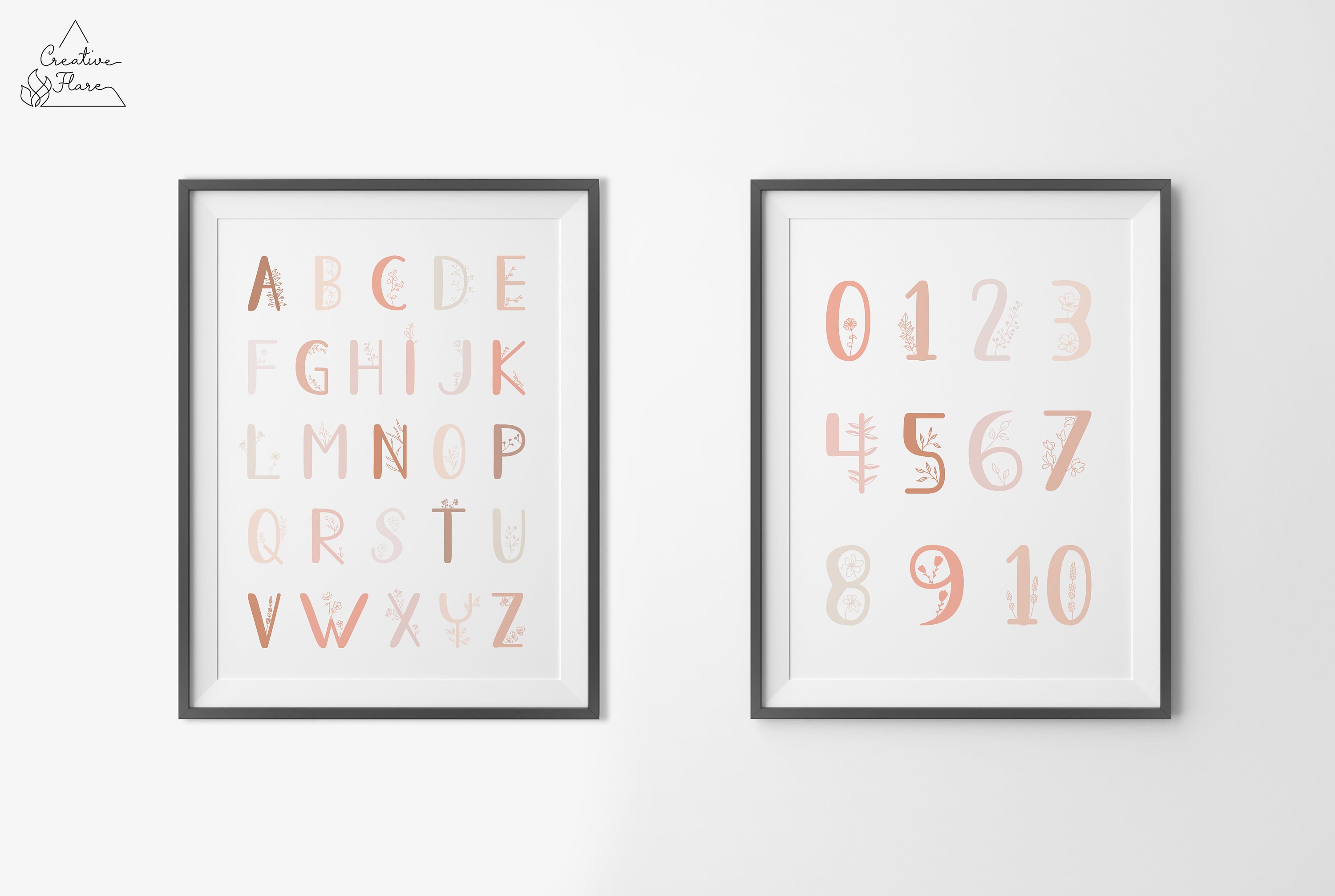 Floral Nursery Wall Art Printable Alphabet Numbers Poster | Etsy