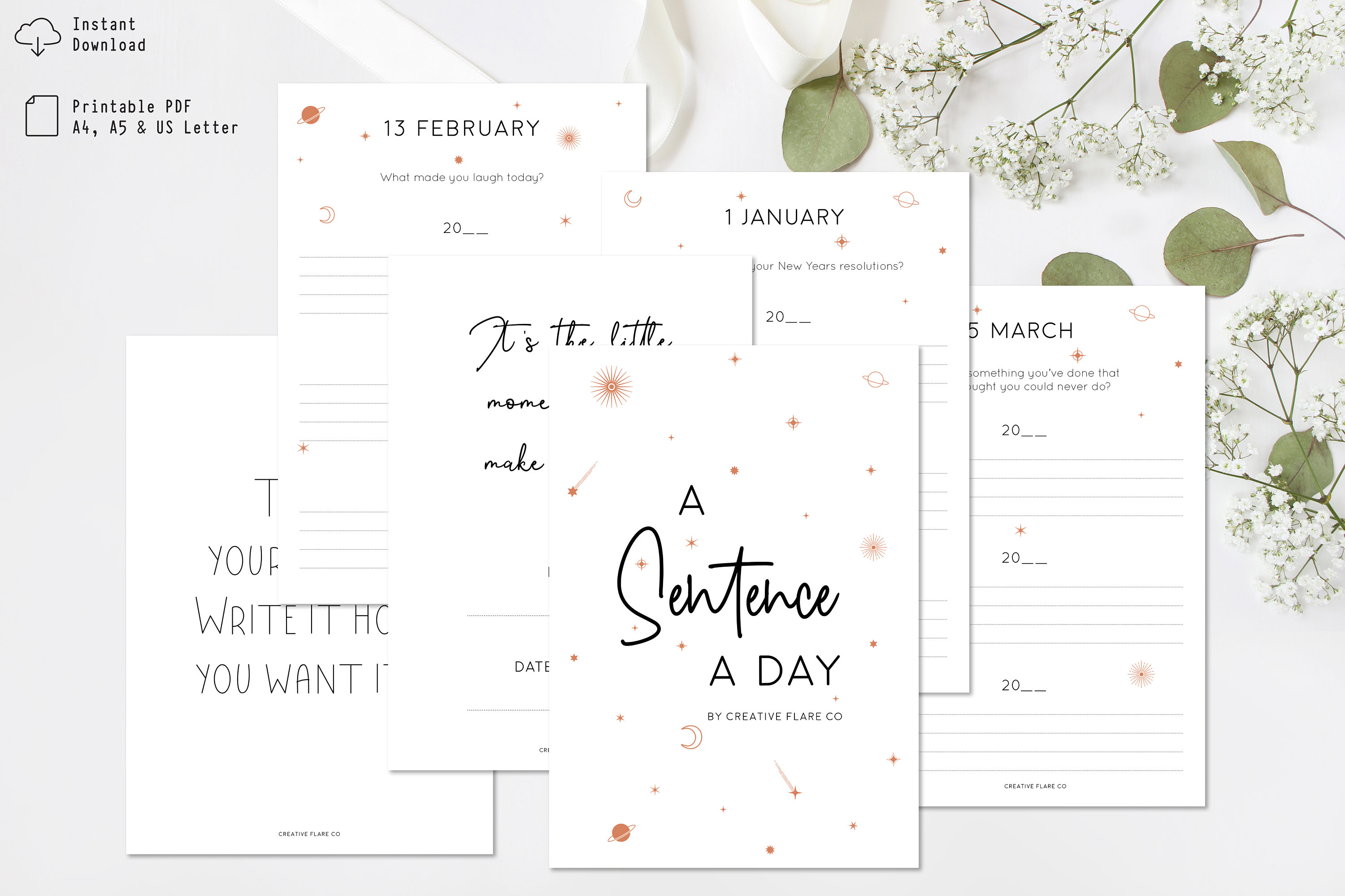 One Line a Day, A Sentence a Day, Printable Journal, Ultimate 3 Year ...