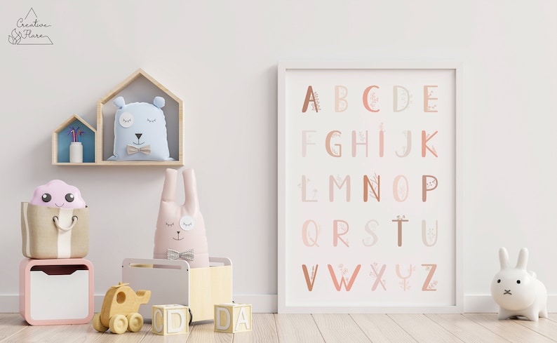 Floral Alphabet Poster Educational Print ABC Nursery Decor | Etsy