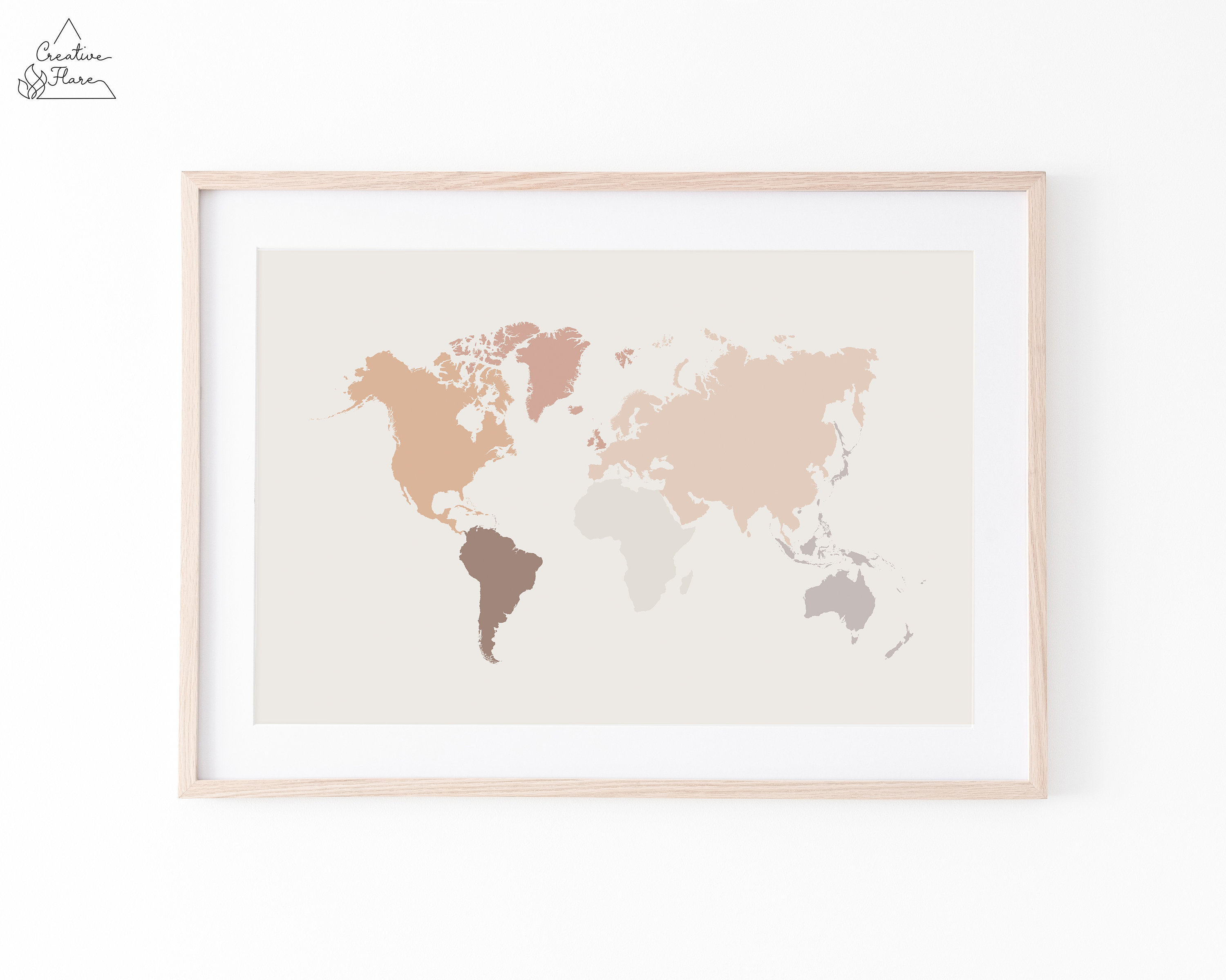 Beige World Map Print Digital Map World Map Poster Travel - Etsy Australia