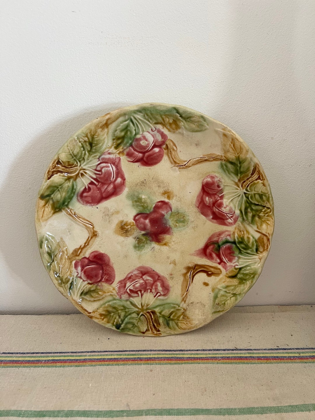 A Magnificent French Antique 1920s Barbotine Raised Majolica Cherry ...