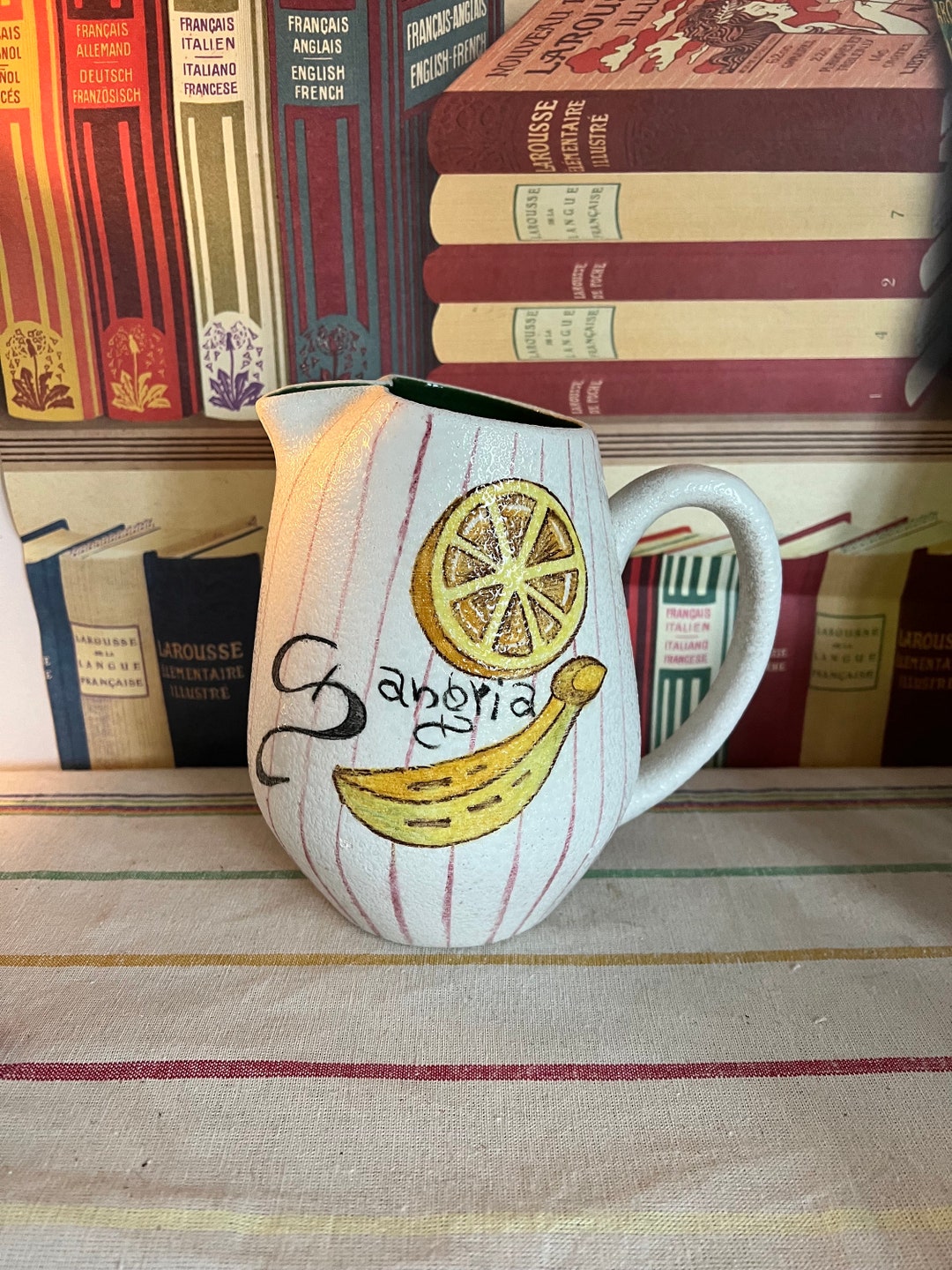 A Rare Vintage 1950s Ceramic Sangria Jug Pitcher With a Green Lining - Etsy