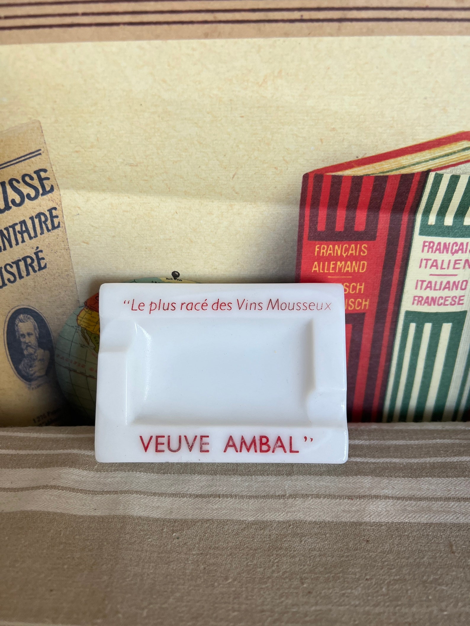 An Iconic Retro French White Opalex Glass Advertising Ashtray for Veuve ...