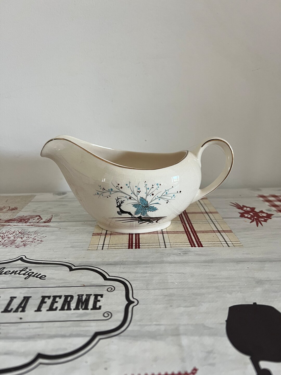 A Very Rare Alfred Meakin Jumping Stag Bone China Blue and Black Design ...