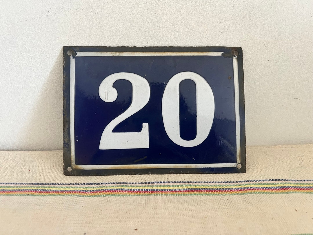 A French Painted Metal Number 20 House Number Sign With Two Screw Holes ...
