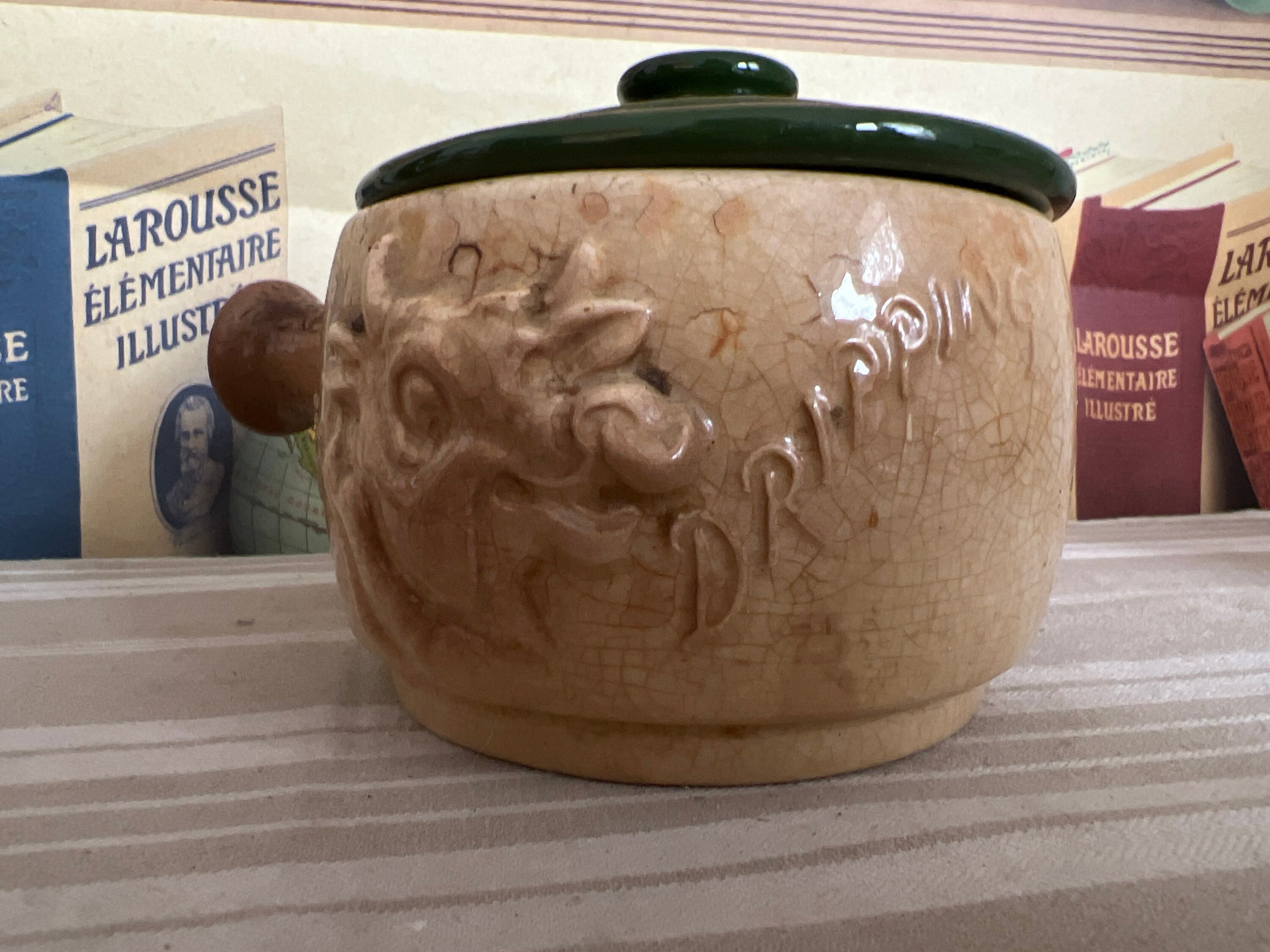 Vintage Sylvac Beef Dripping Pot: 1950s Beige Pottery With Emerald ...