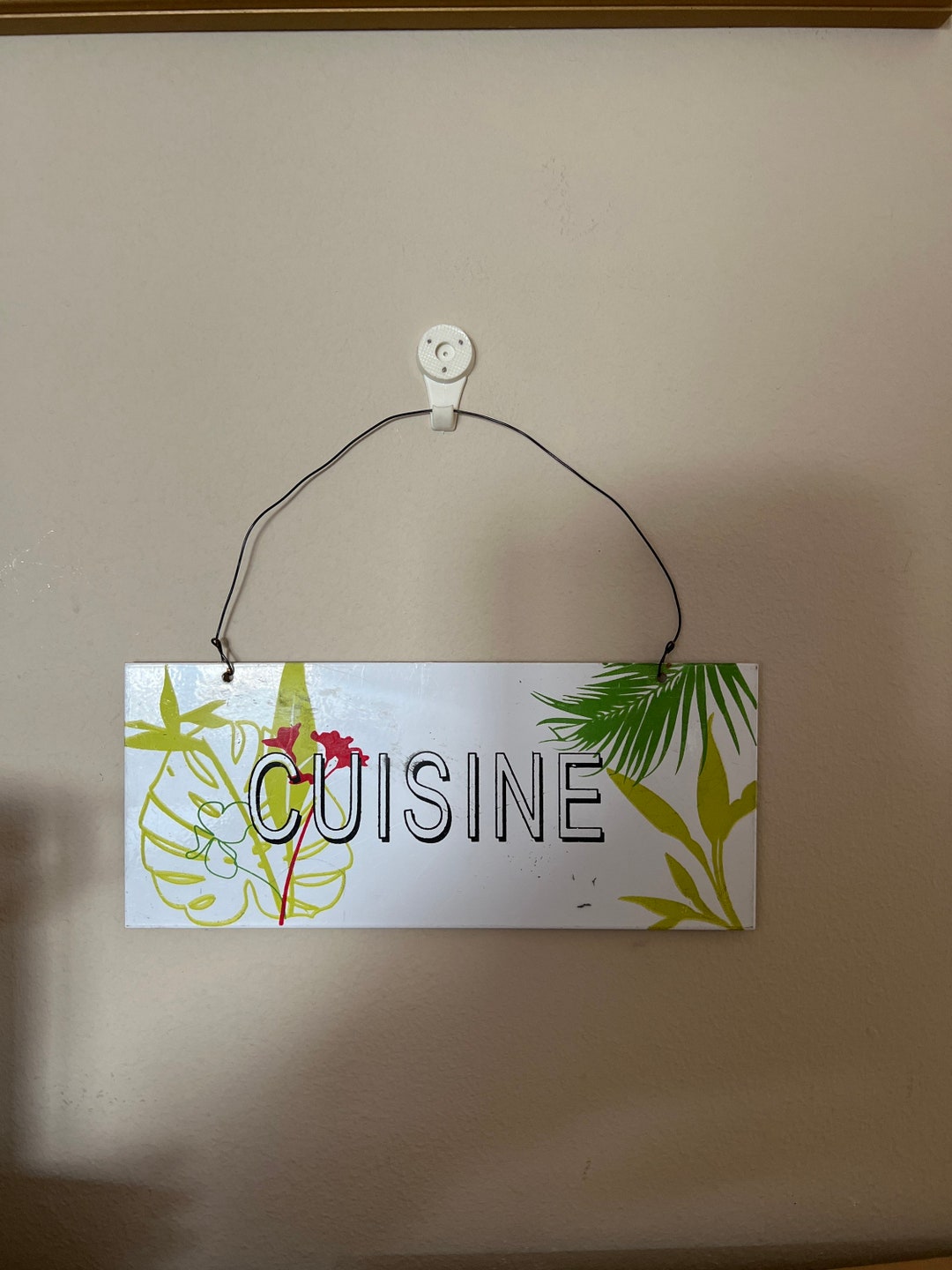 Metal French Vintage “cuisine” ( Kitchen ) Surface Mounted Cream Plaque ...