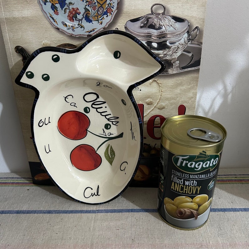 A Vintage Glazed Ceramic Serving Olives With Drinks With a Place for ...
