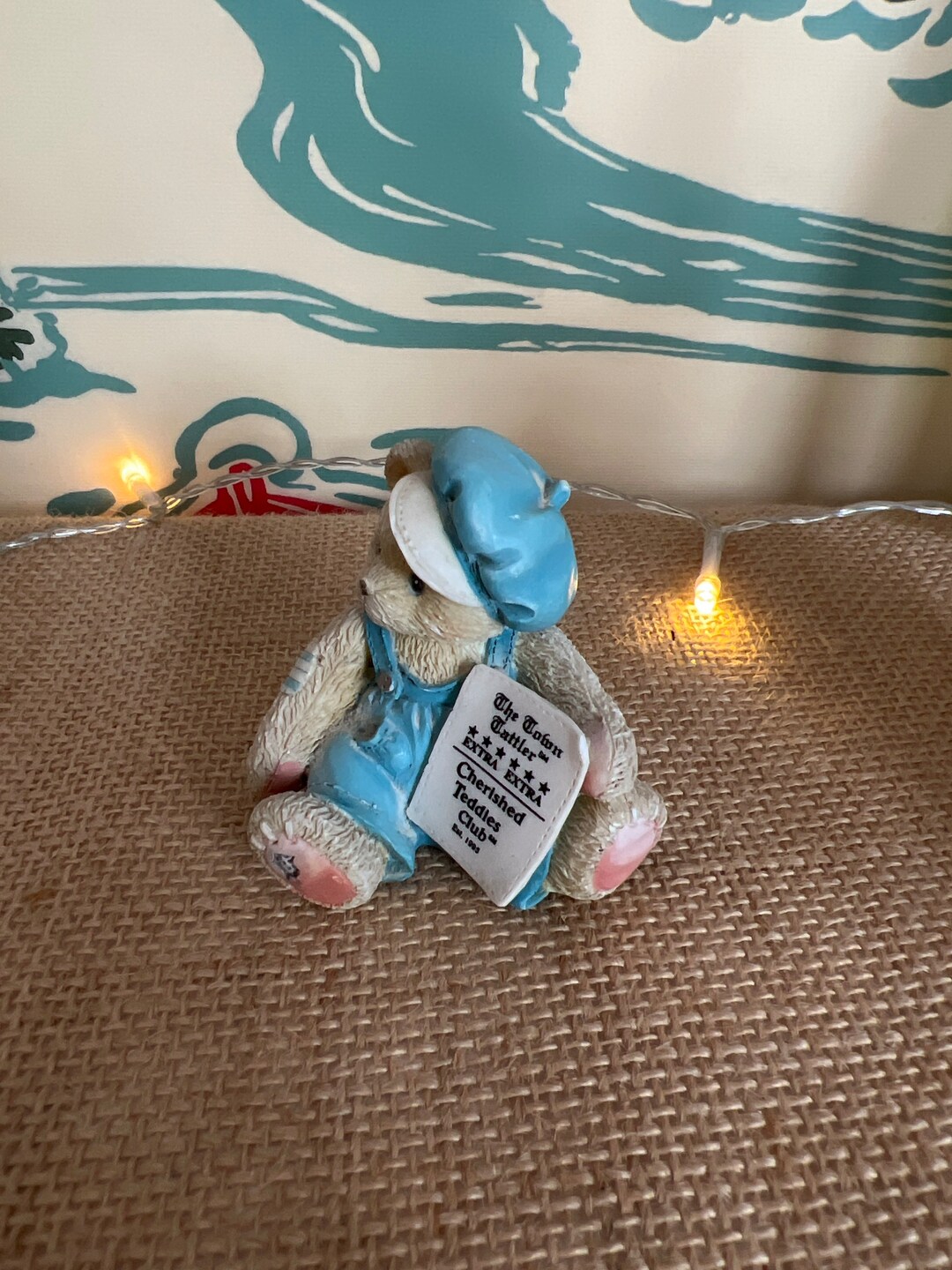Cherished Teddies Club the Town Tattler Teddy Ornament in Blue Hat and ...