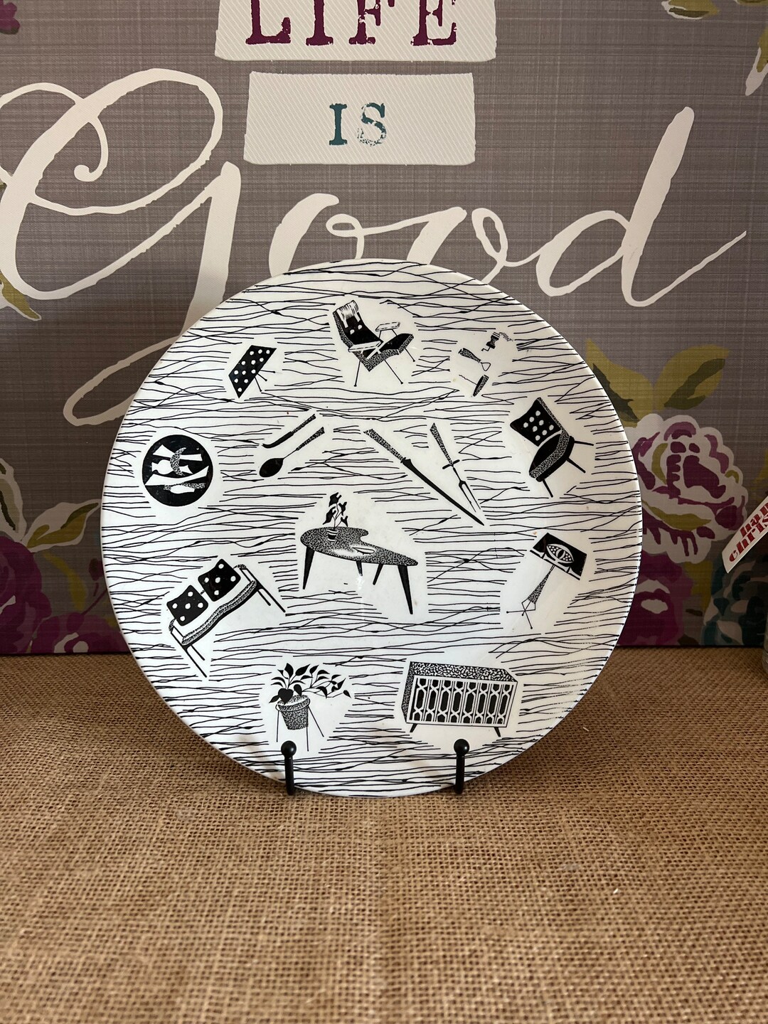 Sought After Retro Ridgway Potteries Homemaker Black and White Dinner ...