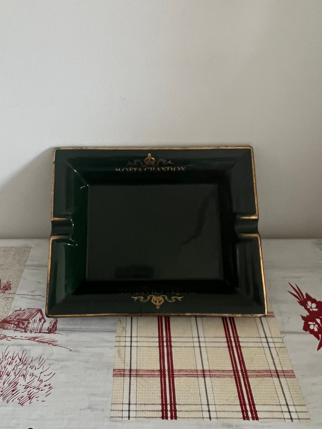 French Vintage Revol Porcelain Moet & Chandon Green and Gold China ...