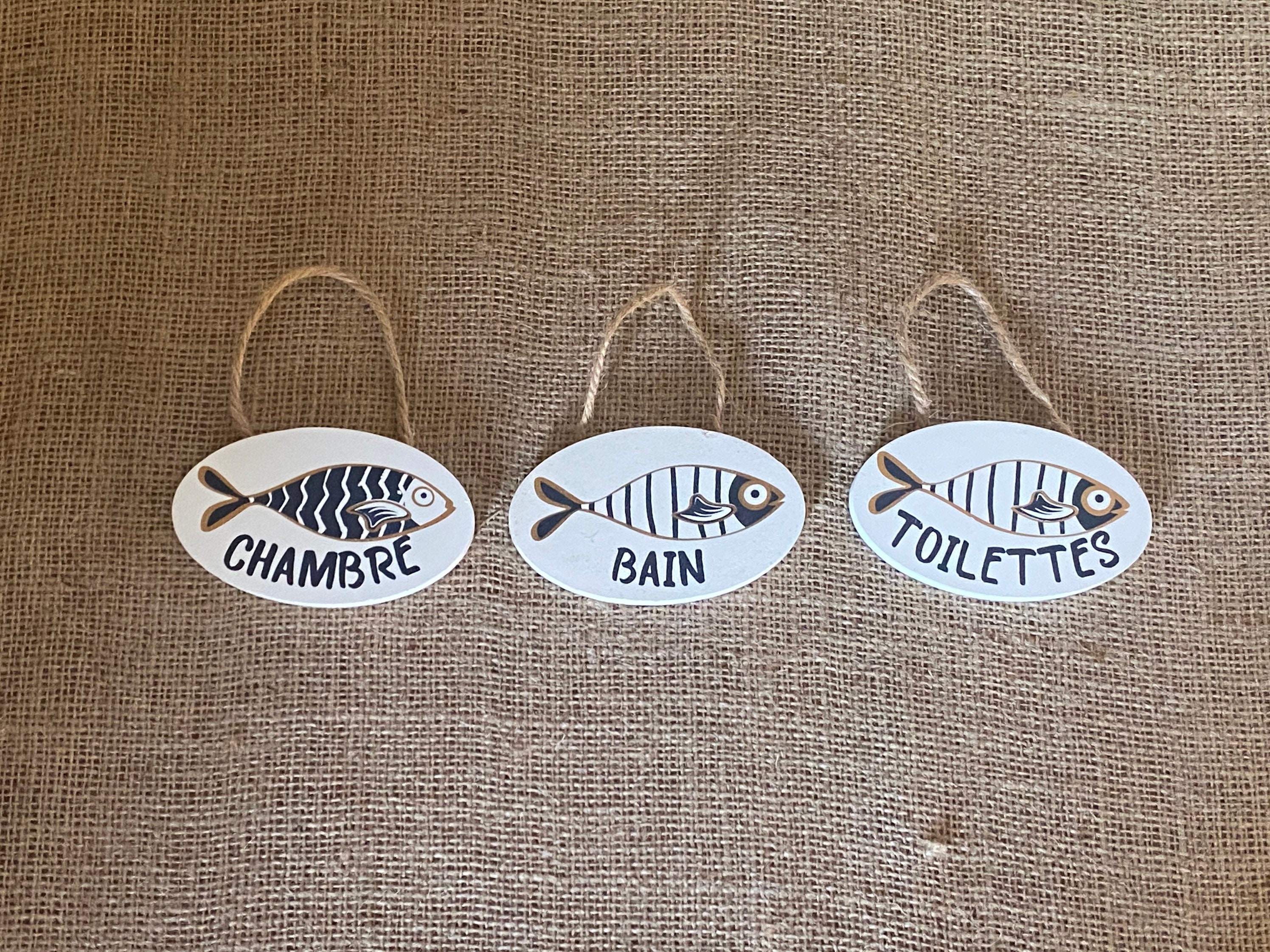 Set of Three Wooden Hand Painted French Door Signs - Etsy UK