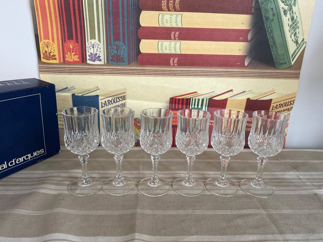 A Set of 6 Vintage Longchamp 6 Cl Crystal Glasses by Crystal D’arques ...