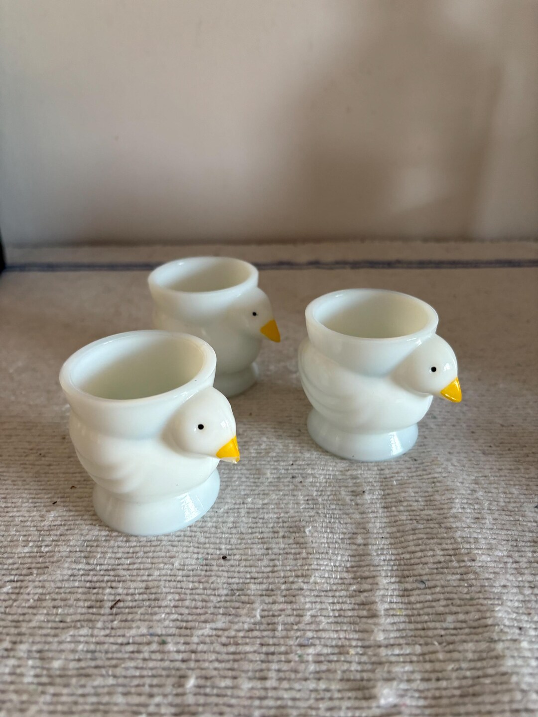 A Set of Three Matching Collectable Retro French Opalex Milk Glass ...