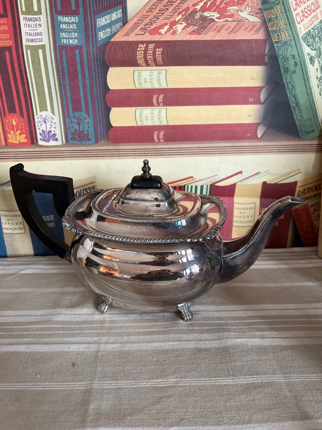 An Impressive Size Antique Art Deco Viners Alpha Plate Teapot and Black ...