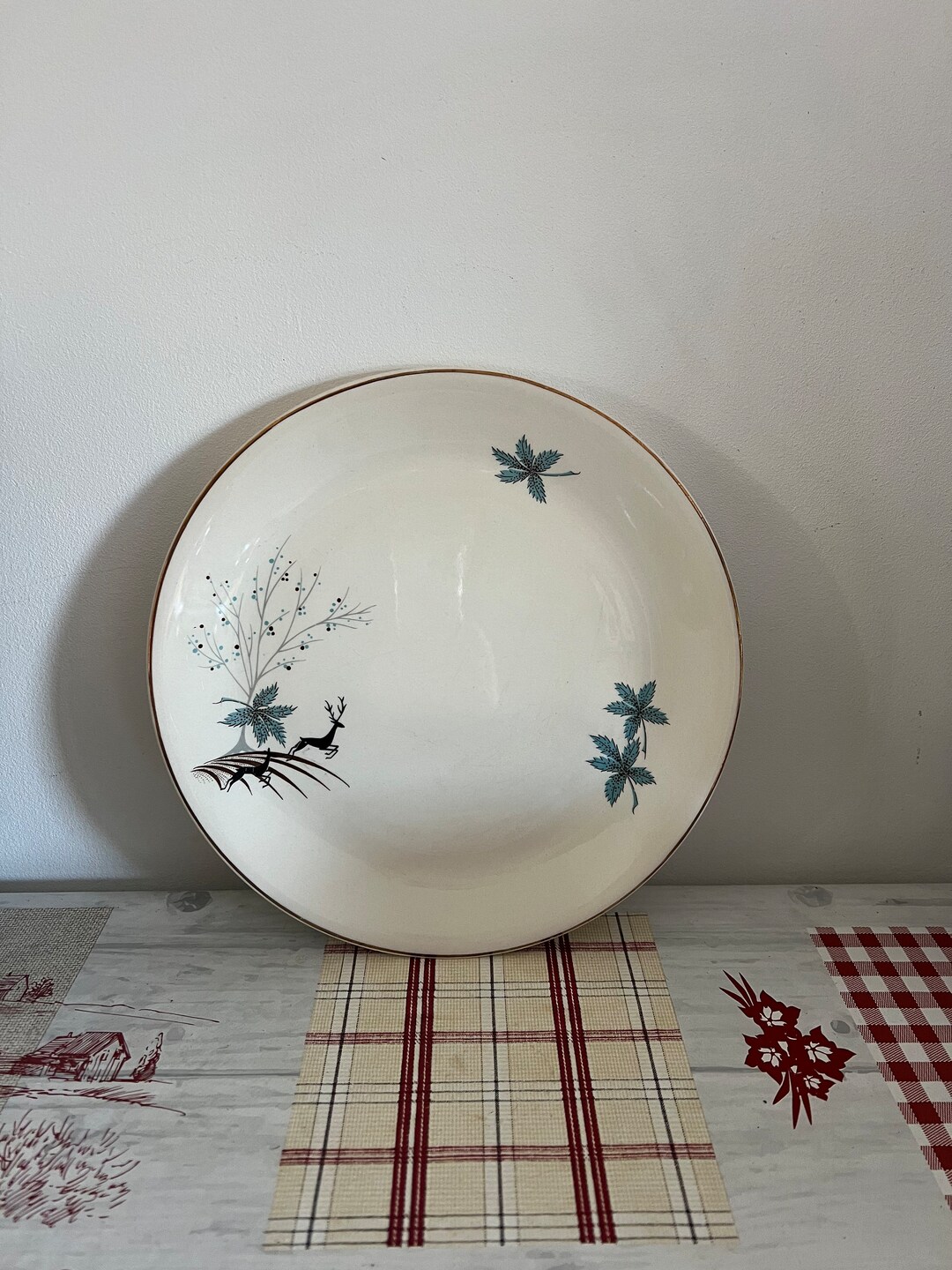 A Very Rare Alfred Meakin Jumping Stag Bone China Blue and Black Design ...