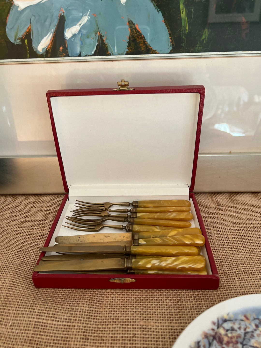 A Beautiful Antique Set of 12 French Brass Coloured Vintage Fruit ...