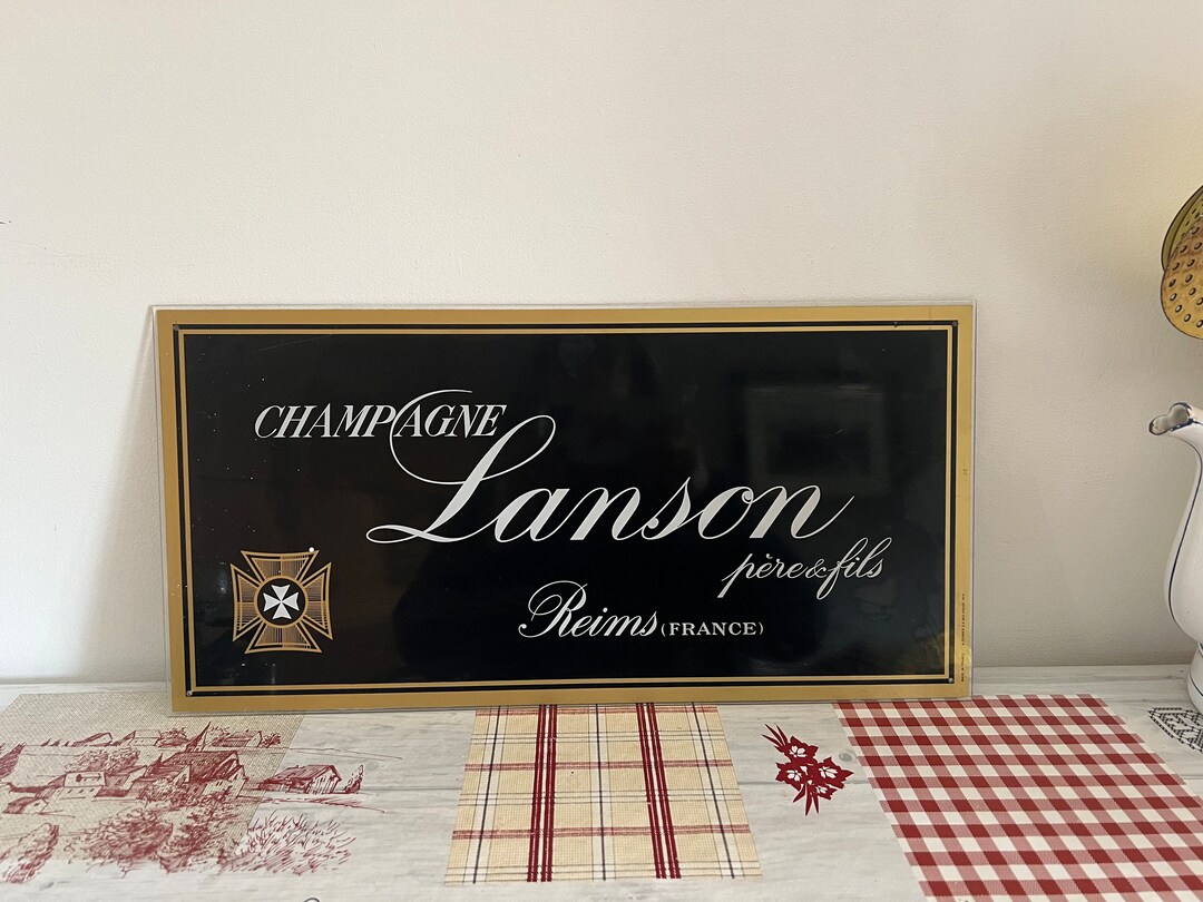 A Retro Lanson Pere & Fils Reims Perspex Black and Gold Wall Mountable ...