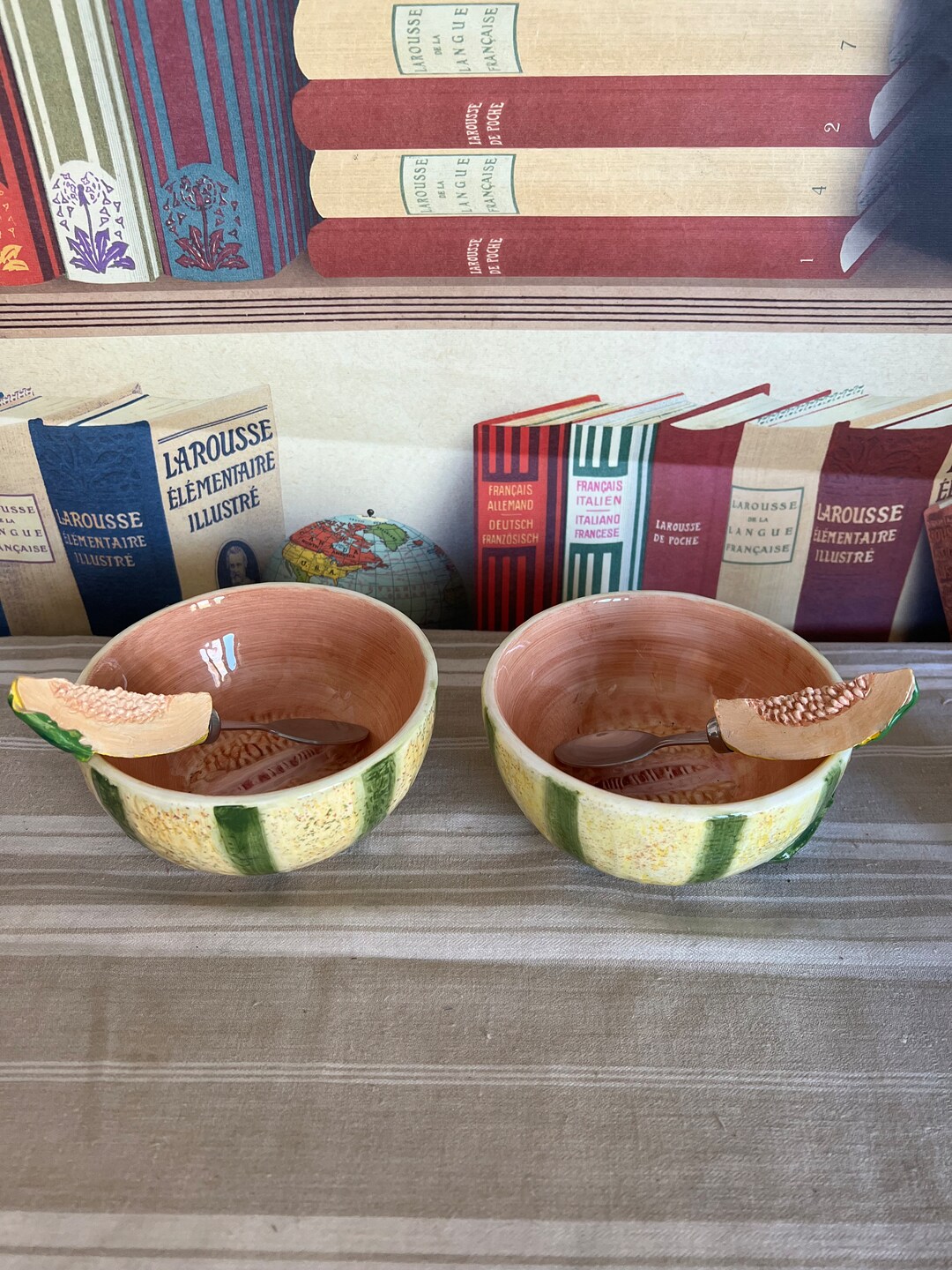 A Beautiful Pair of French of Painted Glazed Ceramic Bowls With a ...