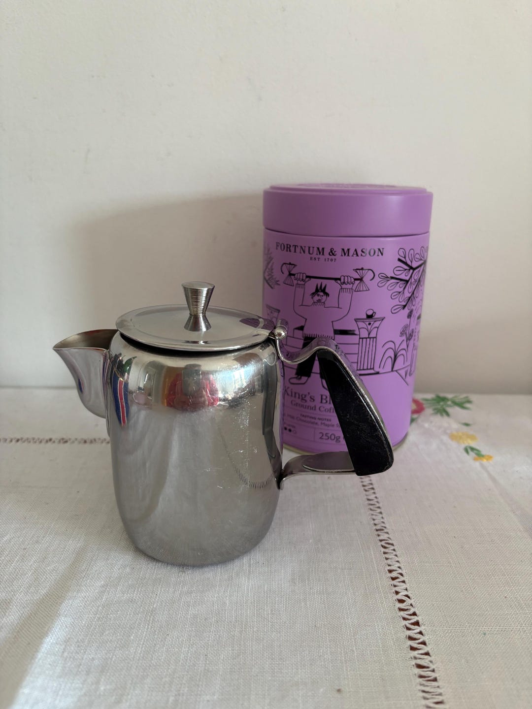 A Retro Stainless Steel 2 Pint Hot Water Pot Hinged Lid and Black ...