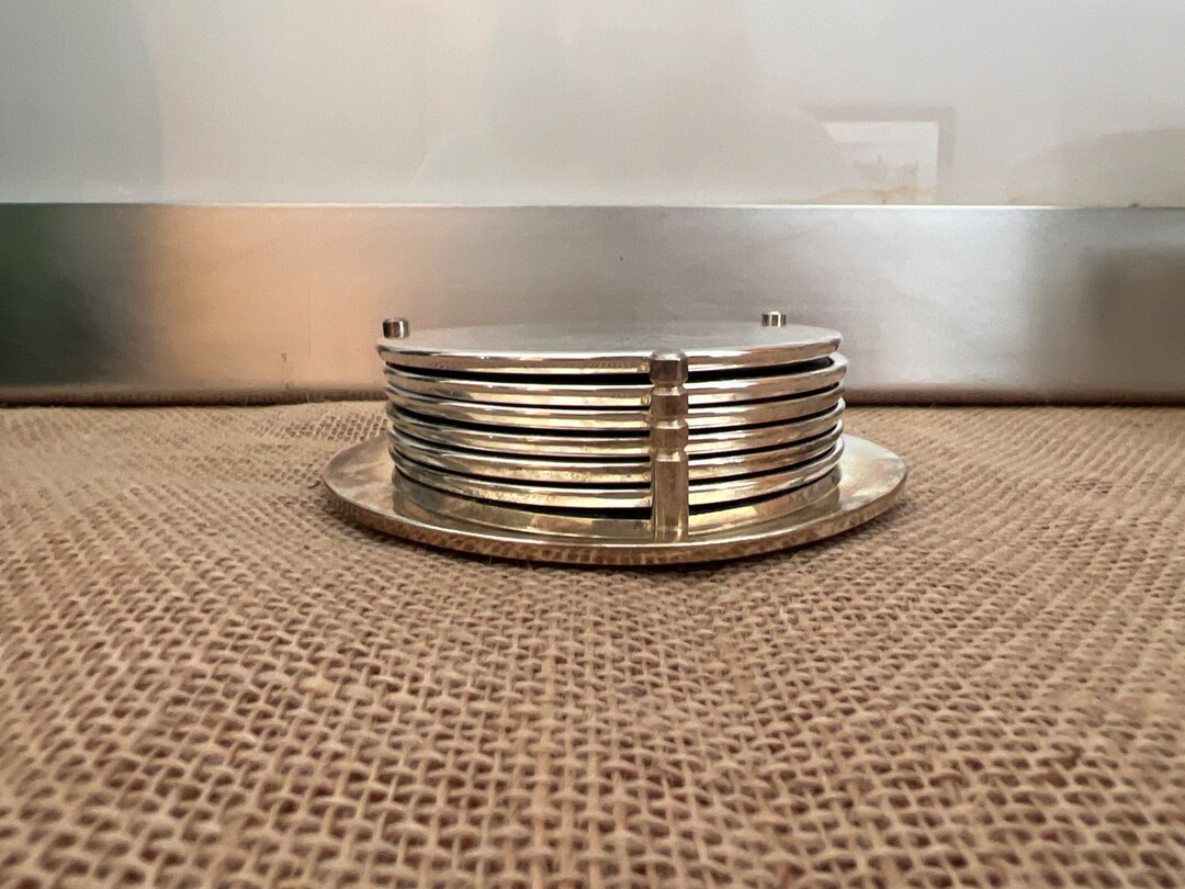 A Set of Six Golf Design Retro 80s Lined Silver Plated Decorative ...