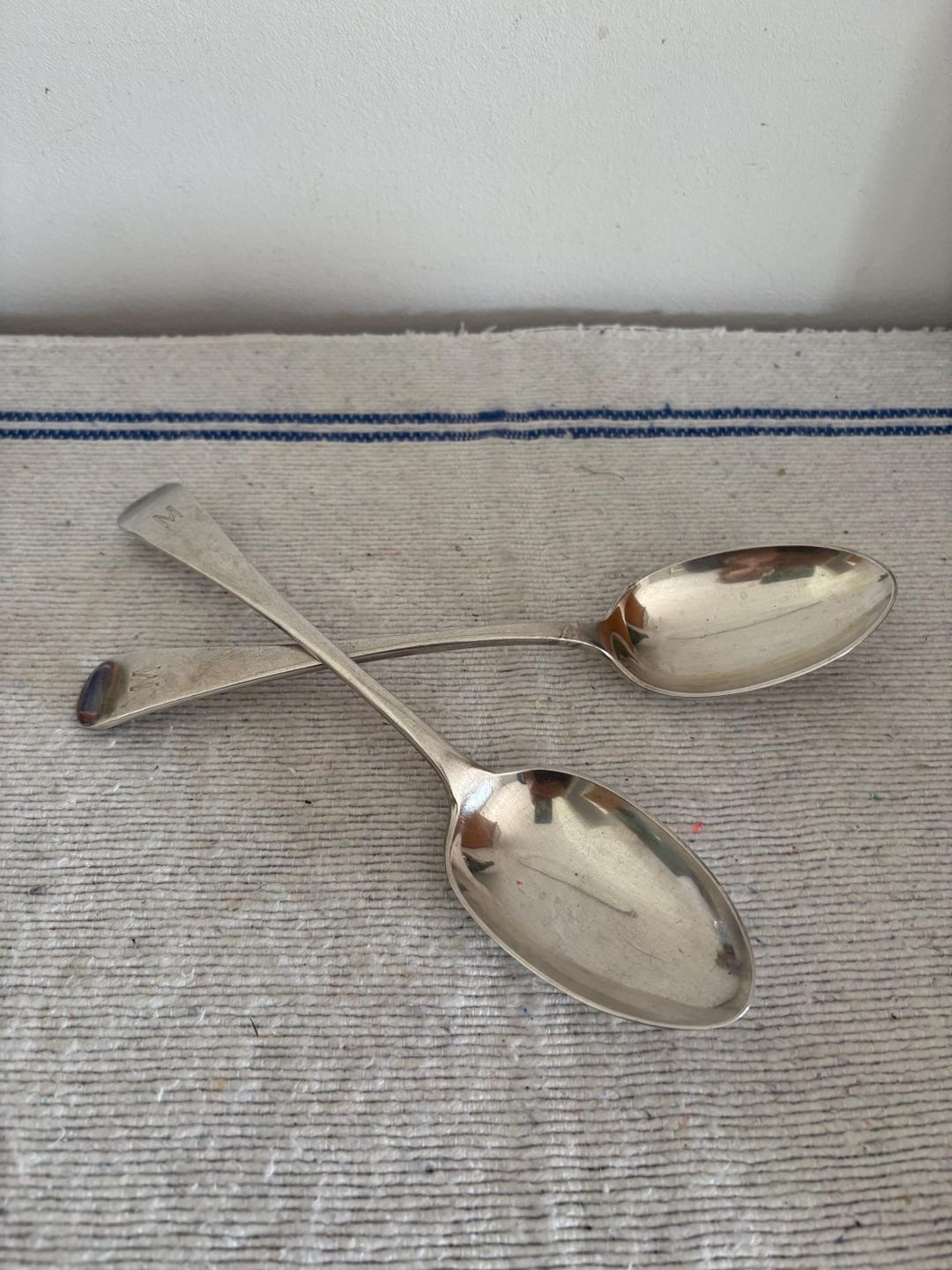 A Pair of Weighty, Solid English Antique 'M' Monogrammed Hall Marked ...