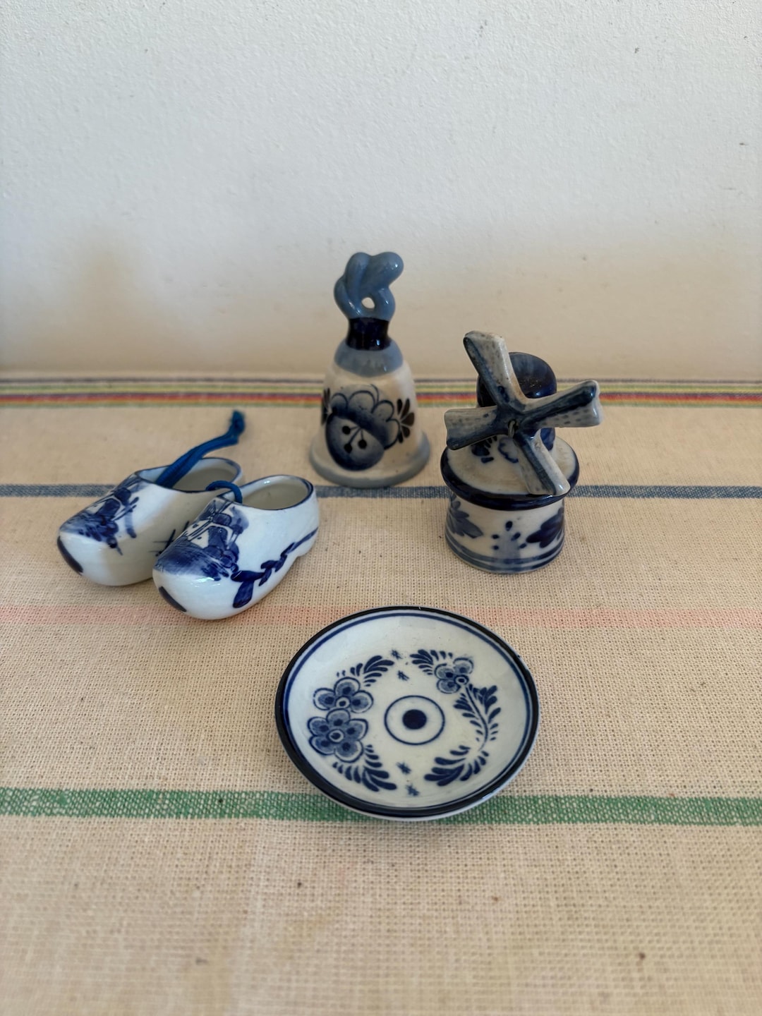 A Set of Four Miniature Delft Dutch Holland China Hand Painted Blue and ...