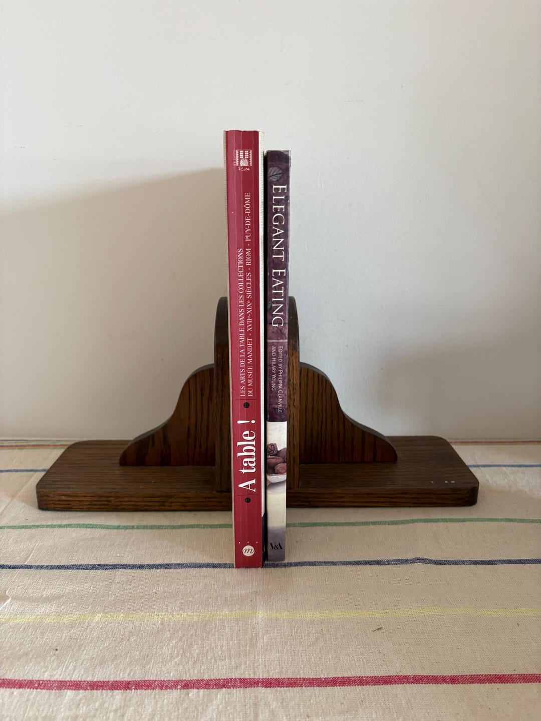 A Pair of Retro Sixties Dark Wood Veneer Book Ends With Green Felt ...