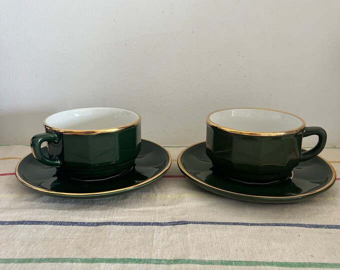 Exquisite French Vintage Apilco Set of Two Large Size Cappucino Cups ...
