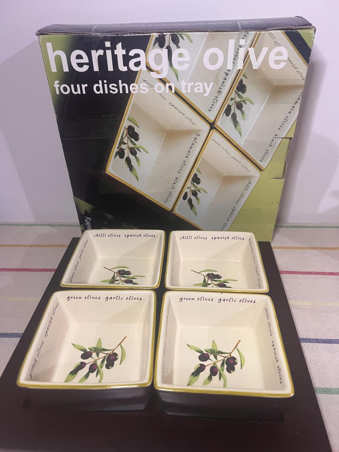 Vintage Original Boxed 1970s Rayware Wooden Tray With Four Olive Design ...