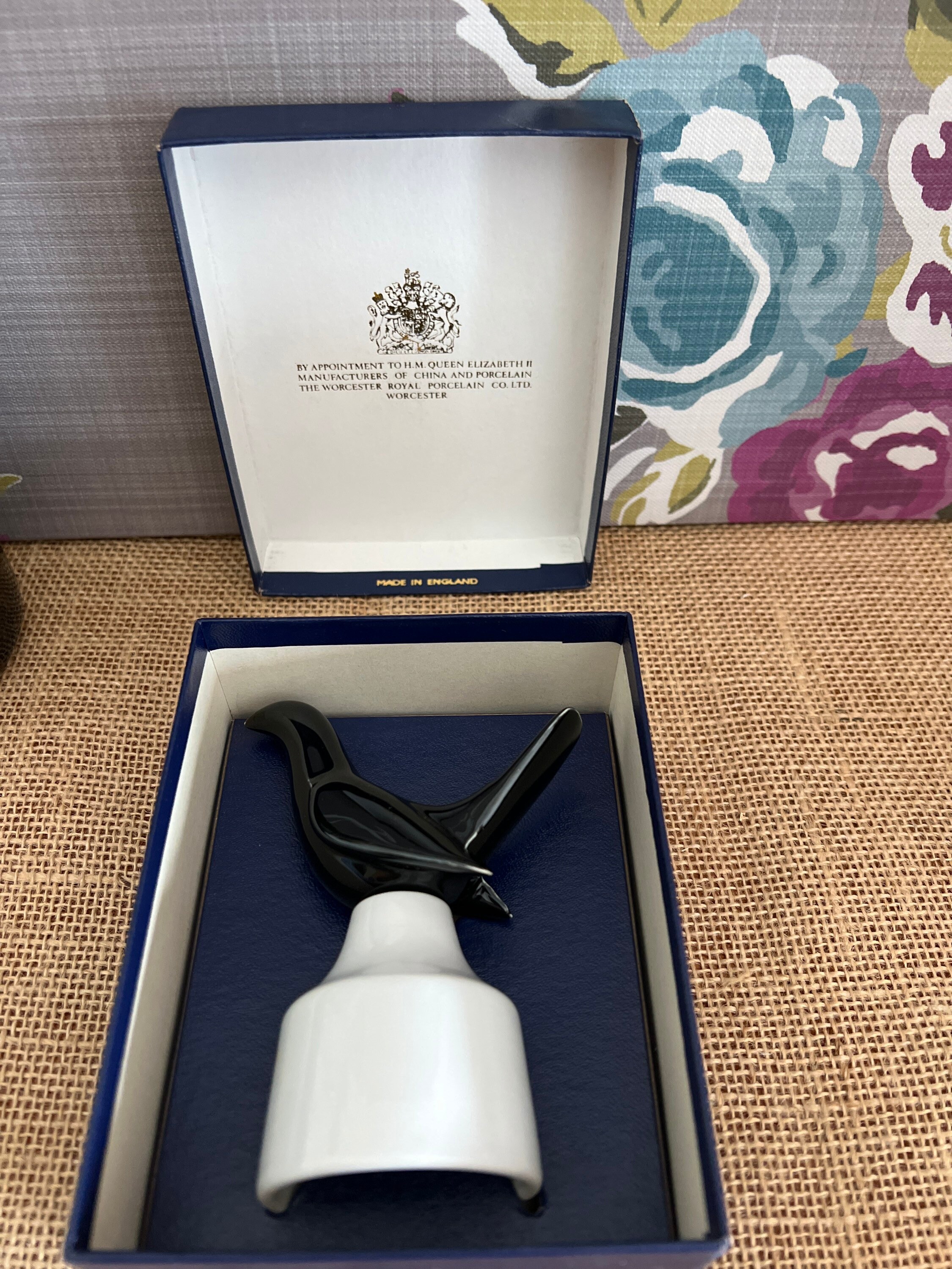A Really Cute Boxed Black Bone China Bird Pie Funnel by Royal Worcester ...