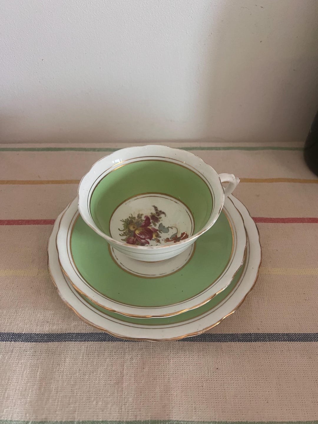 A Beautiful Rare Lime Green Floral Art Deco New Chelsea Tea Set ...