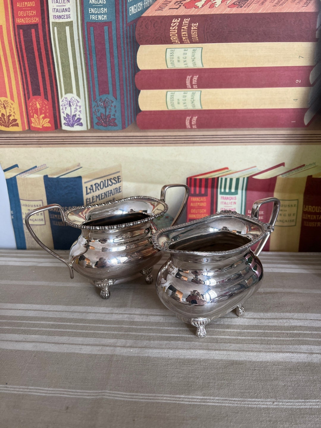 A Decorative Vintage Viners Alpha Plate Duo of Silver Plated Creamer ...