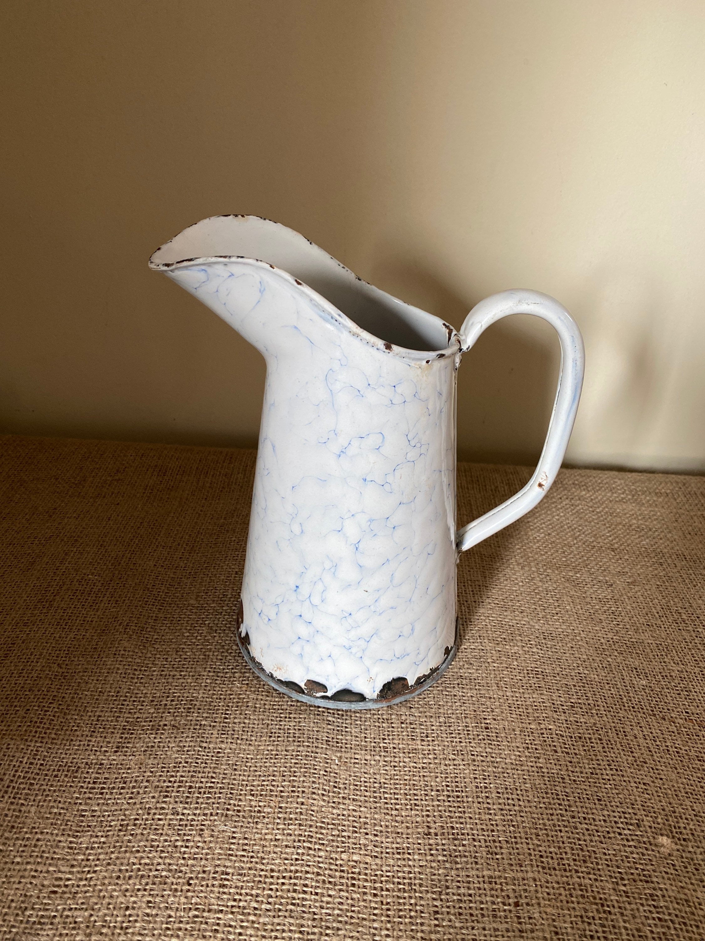 1920s French vintage enamelled white jug. Can be used to | Etsy
