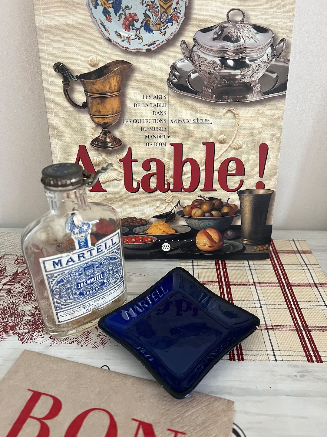 A Stunning French Vintage Cobalt Blue Martell Cognac Square Ashtray ...