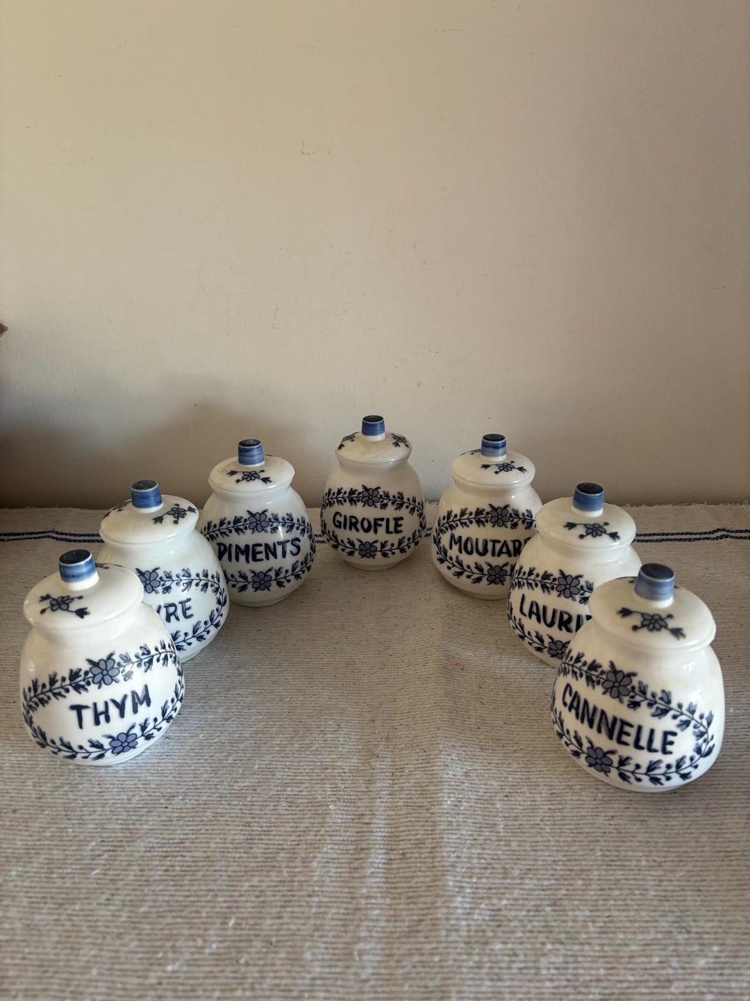 A Beautiful Original French Vintage Opalex Opaque White Glass Set of 7 ...