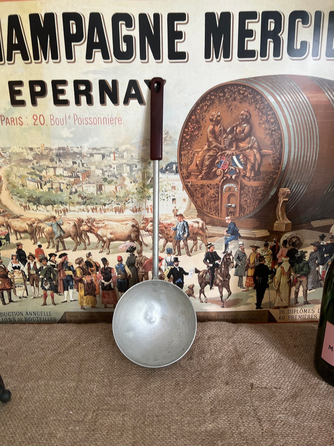 A Very Large French Vintage Aluminium Serving Ladle With a Bakelite ...