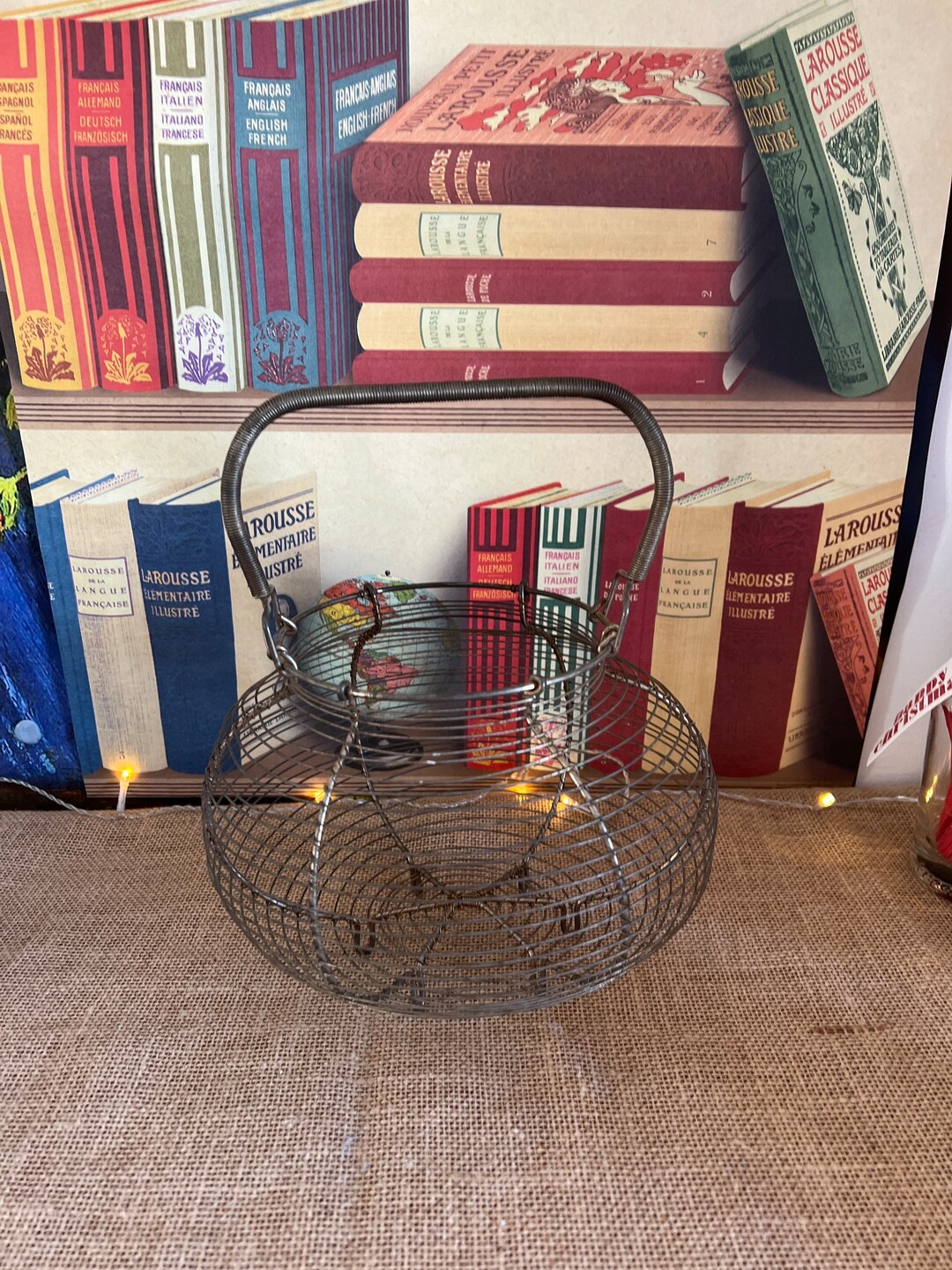 A Robust, Original Farm Vintage French Round Wire Metal Chicken Egg ...