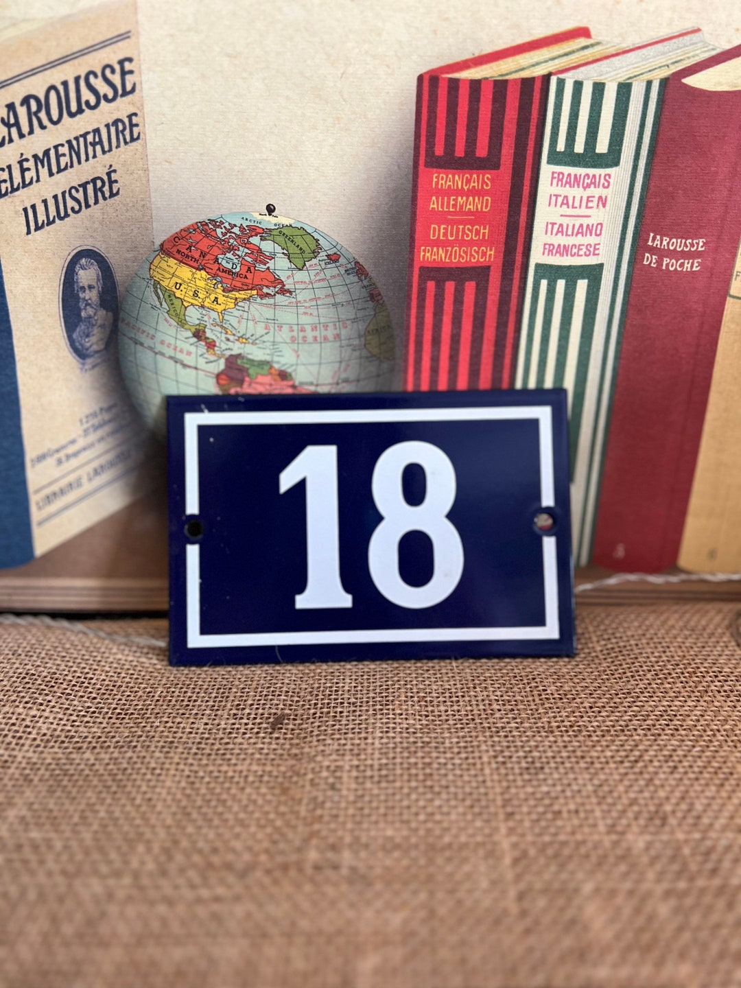 A French Painted Metal Number 18 House Number Sign With Two Screw Holes ...