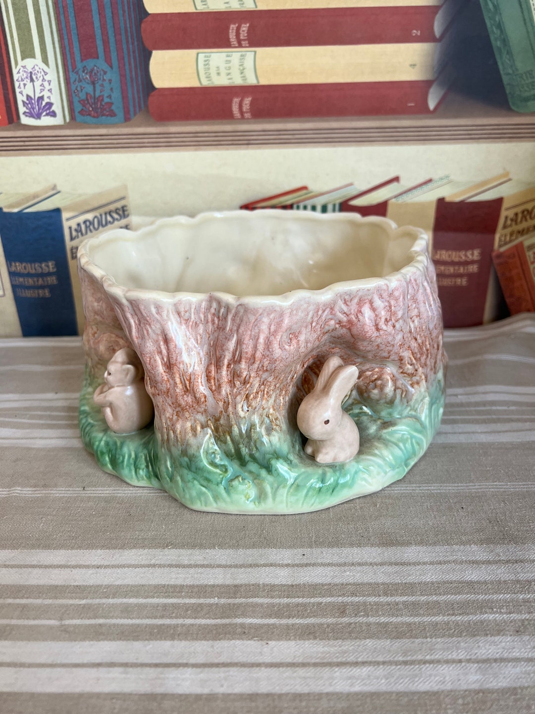 Collectible Rare, Perfect Condition Sylvac Pottery Pixie Tree Log Green ...