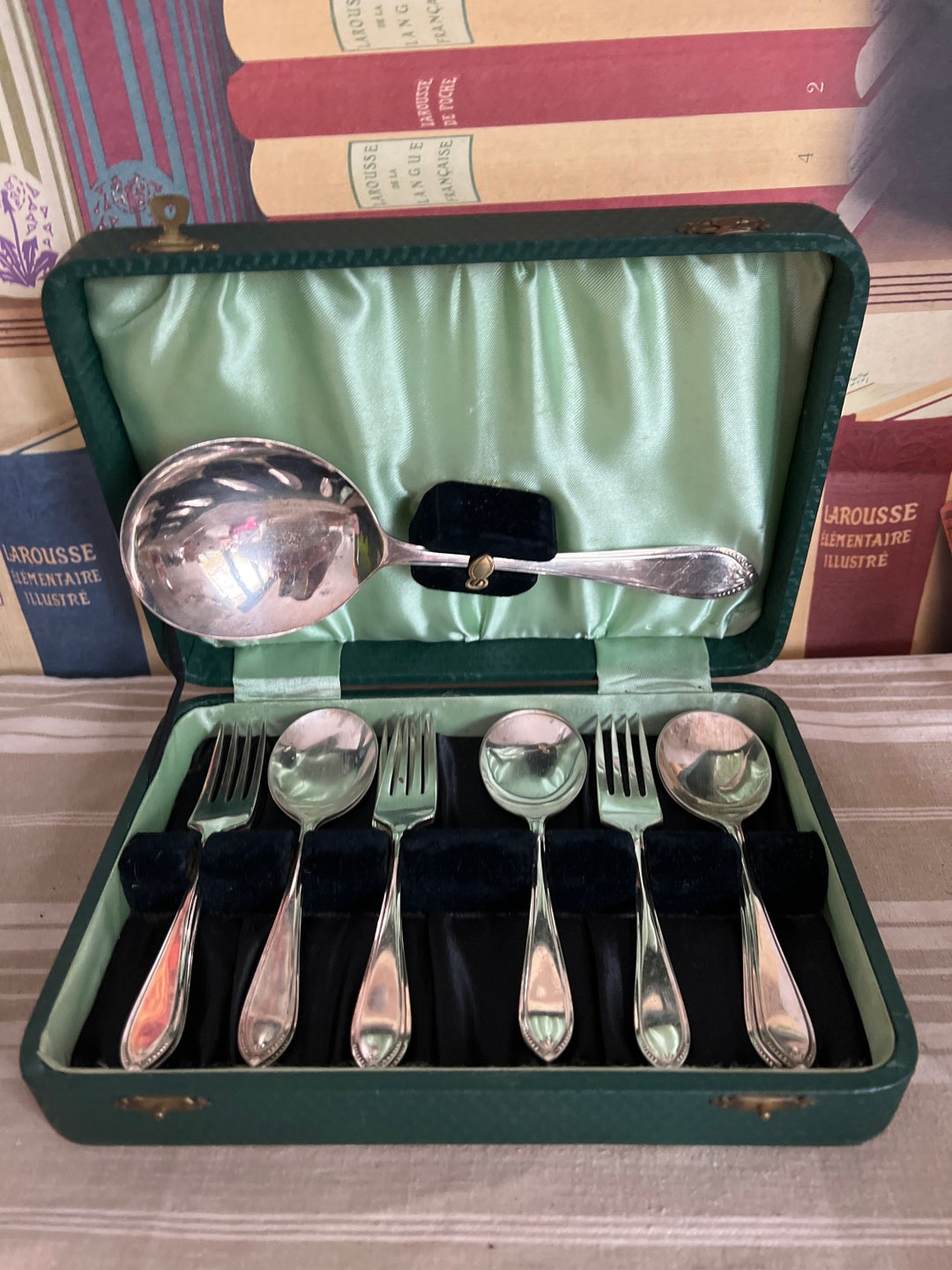 A Gorgeous Boxed Set of EPNS Art Deco Dessert Pudding Spoons and Forks ...