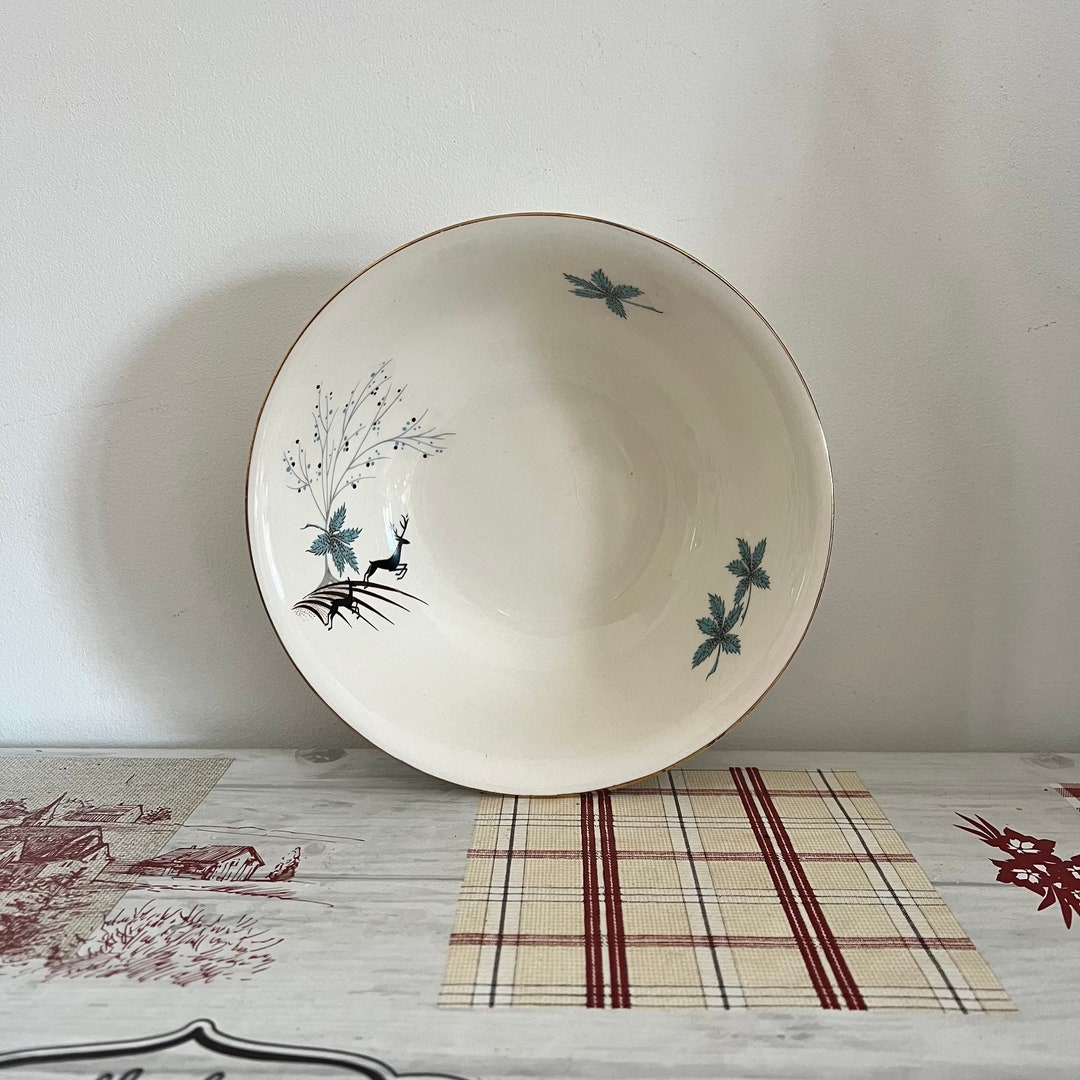 A Very Rare Alfred Meakin Jumping Stag Bone China Blue and Black Design ...