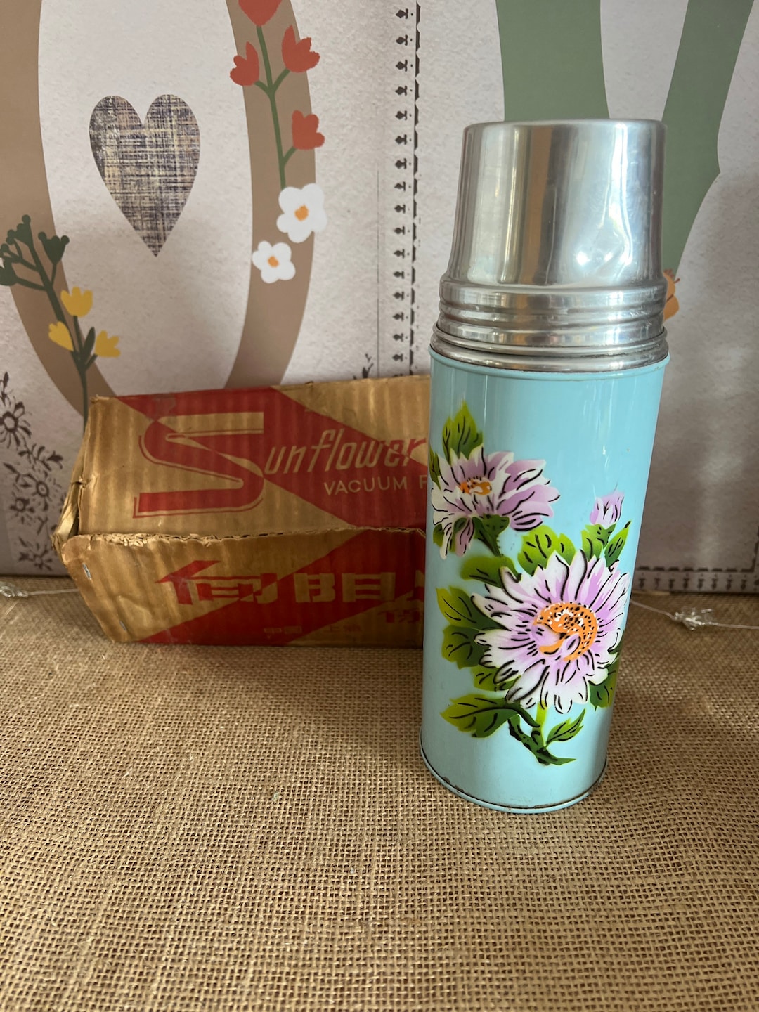 An Original Retro Sunflower Flask Made in Shanghai With a Cork Stopper ...