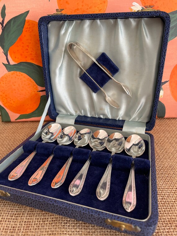 A Gorgeous Blue Boxed Set of EPNS Art Deco Teaspoons With - Etsy