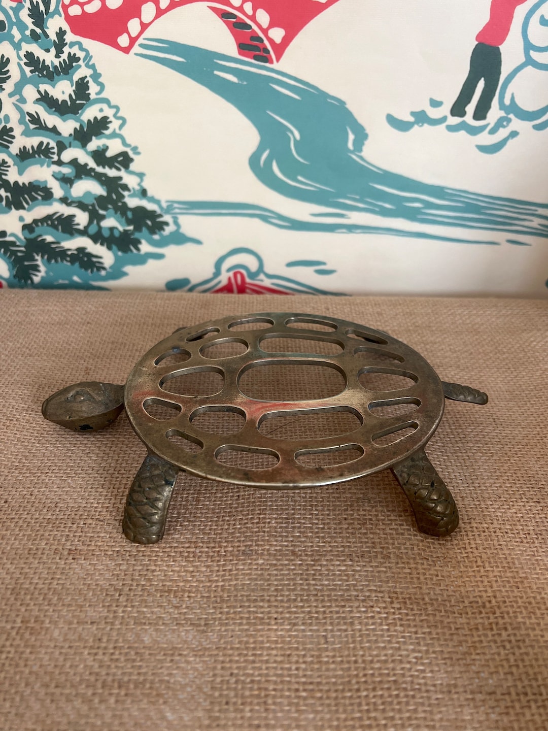 A Really Cute Vintage Brass Turtle Design Trivet - Etsy
