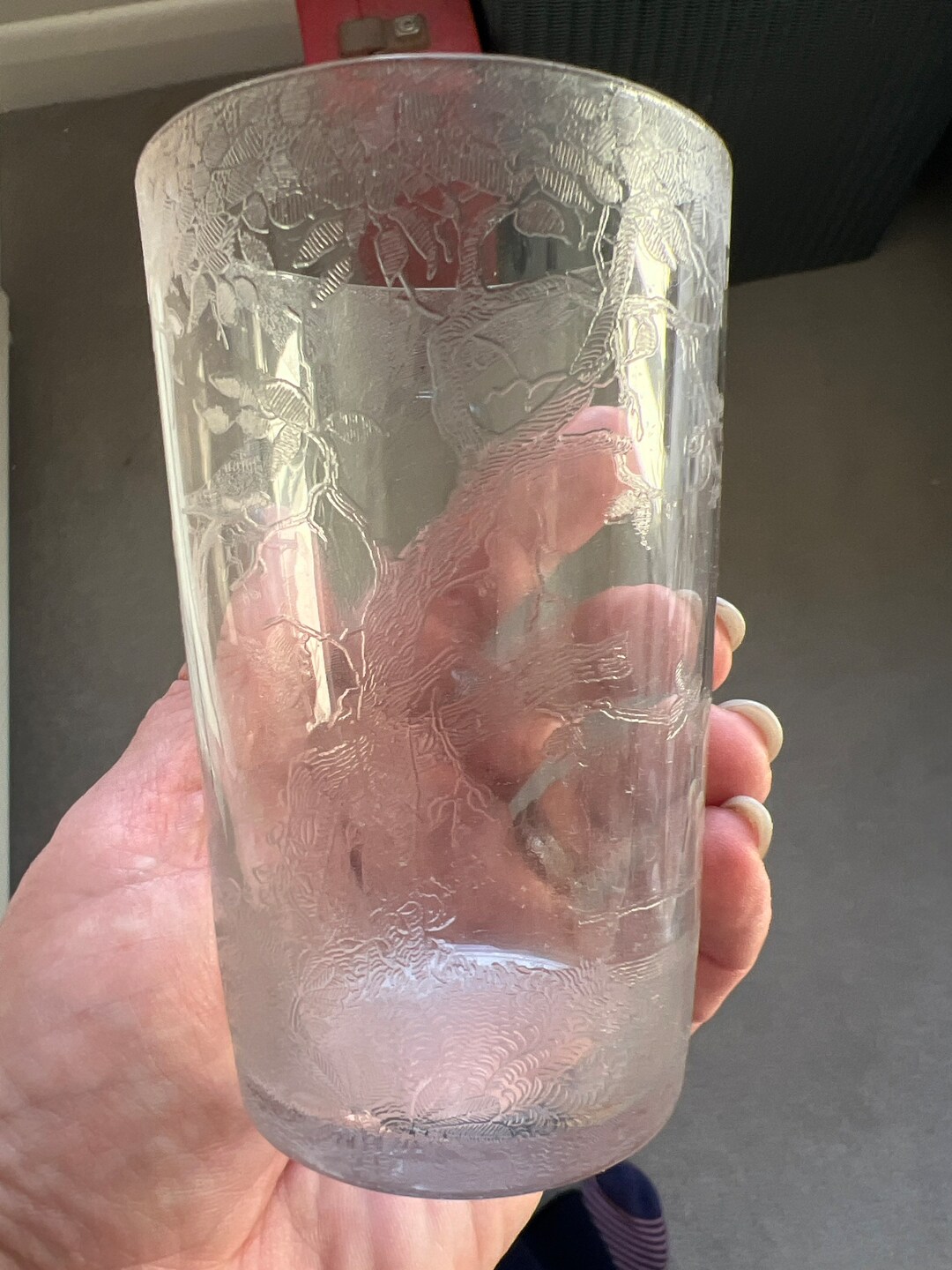 A Beautiful French Antique Water Glass With an Etched Pattern of a Stag ...